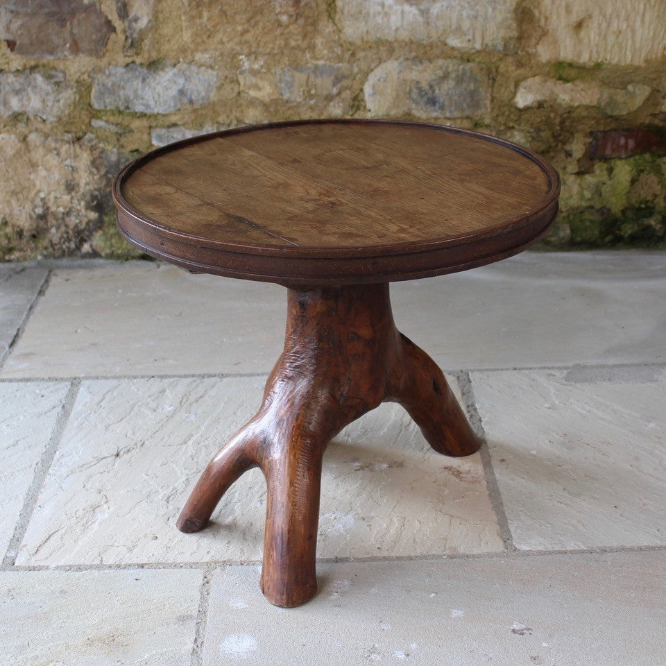 C18th Tree Branch Root Stump Table with Banded Oak Top – Damon ...