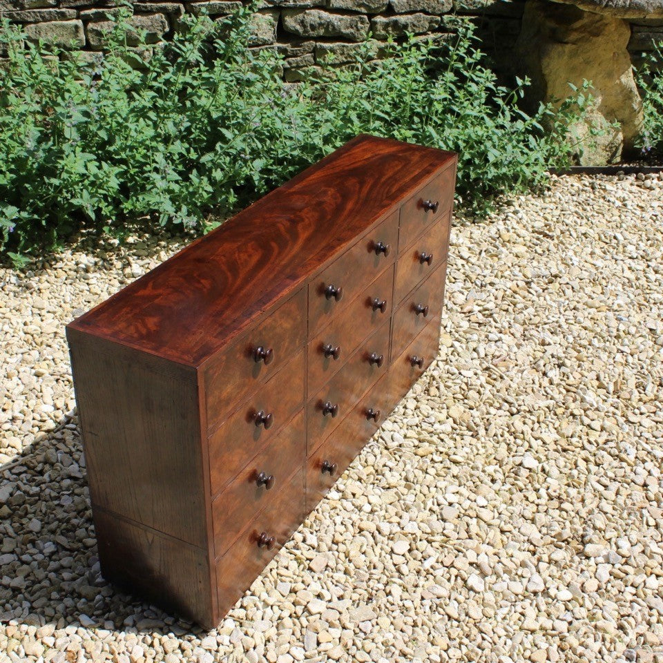 Fine Quality Georgian Cross Banded Mahogany Bank of Twelve Drawers ...