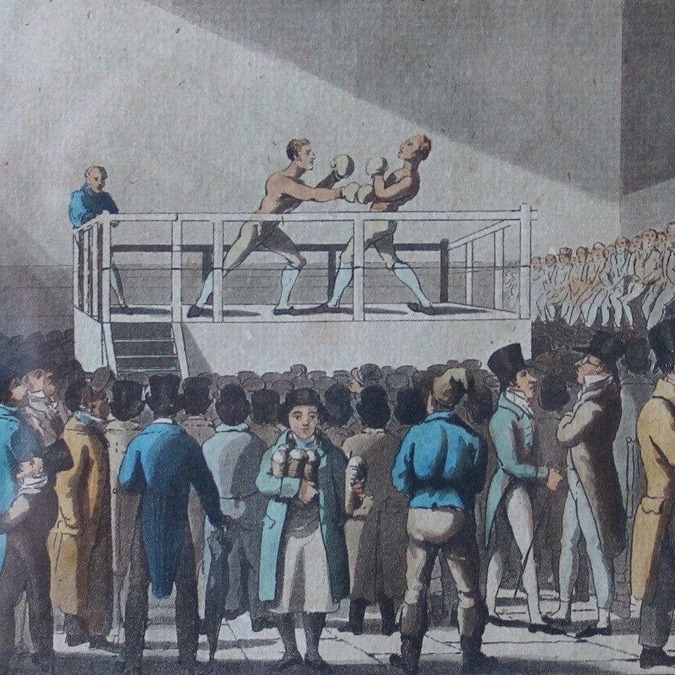 Early C19th sporting lithograph 'A "Set-to" at the Fives-Court for the ...
