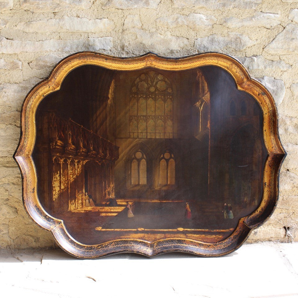 A Fine Papier-mache tray of a church interior, B. Walton & Co. – Damon ...